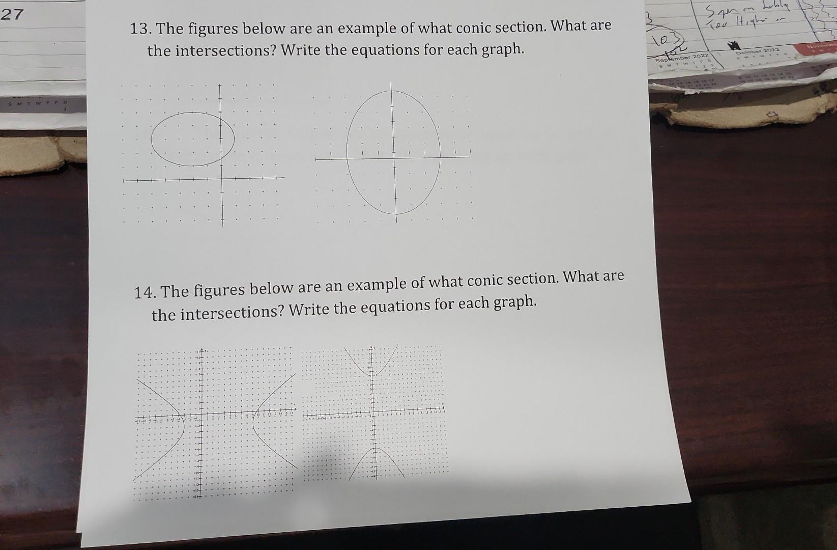 Solved 13. The figures below are an example of what conic | Chegg.com