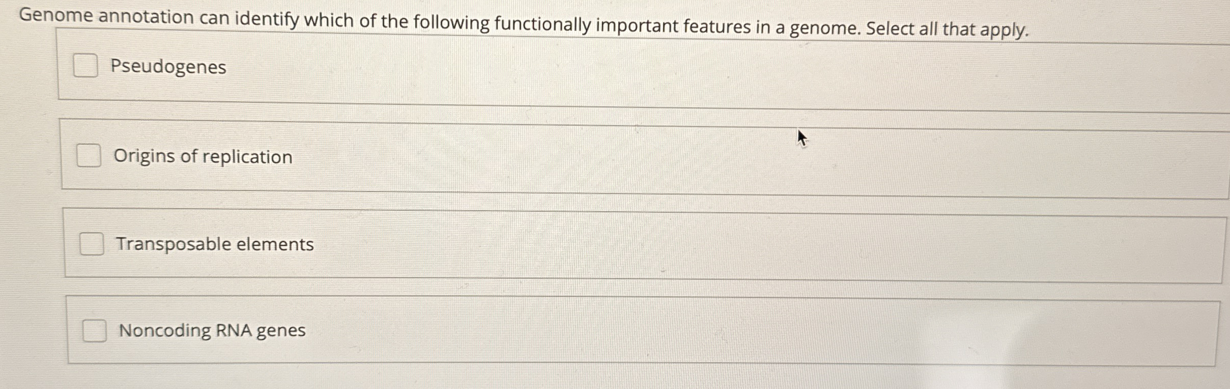 Solved Genome annotation can identify which of the following | Chegg.com