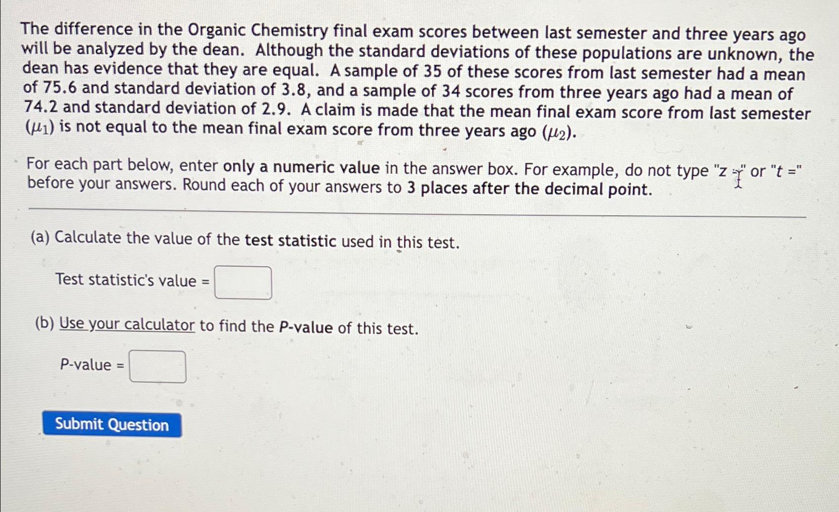 Solved The difference in the Organic Chemistry final exam | Chegg.com