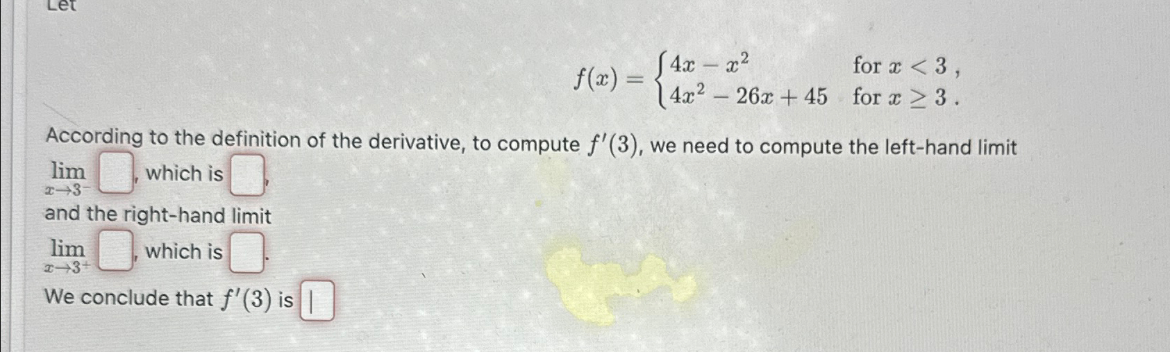 Solved f(x)={4x-x2 for x