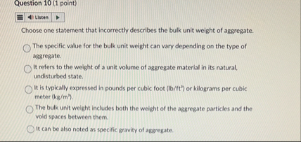 Solved Question 10 (1 ﻿point) Choose one statement that | Chegg.com
