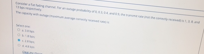 Solved Consider a flat fading channel. For an outage | Chegg.com