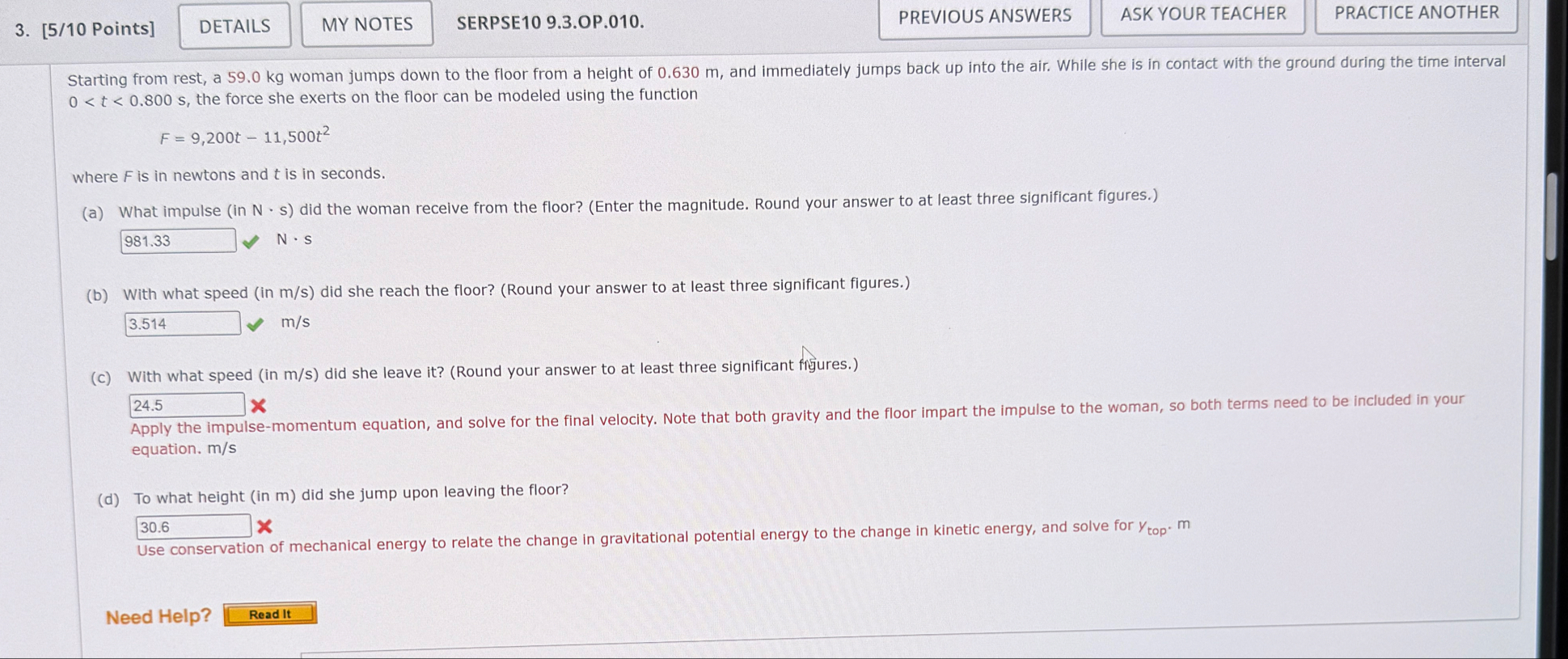 [5/10 ﻿Points]SERPSE10 9.3.OP.010.Starting from rest, | Chegg.com