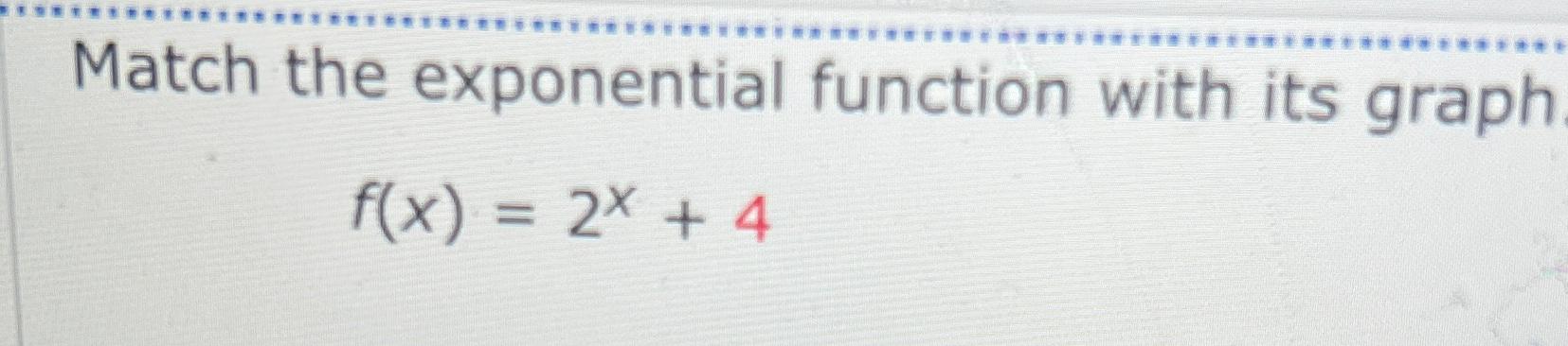 Solved Match the exponential function with its | Chegg.com