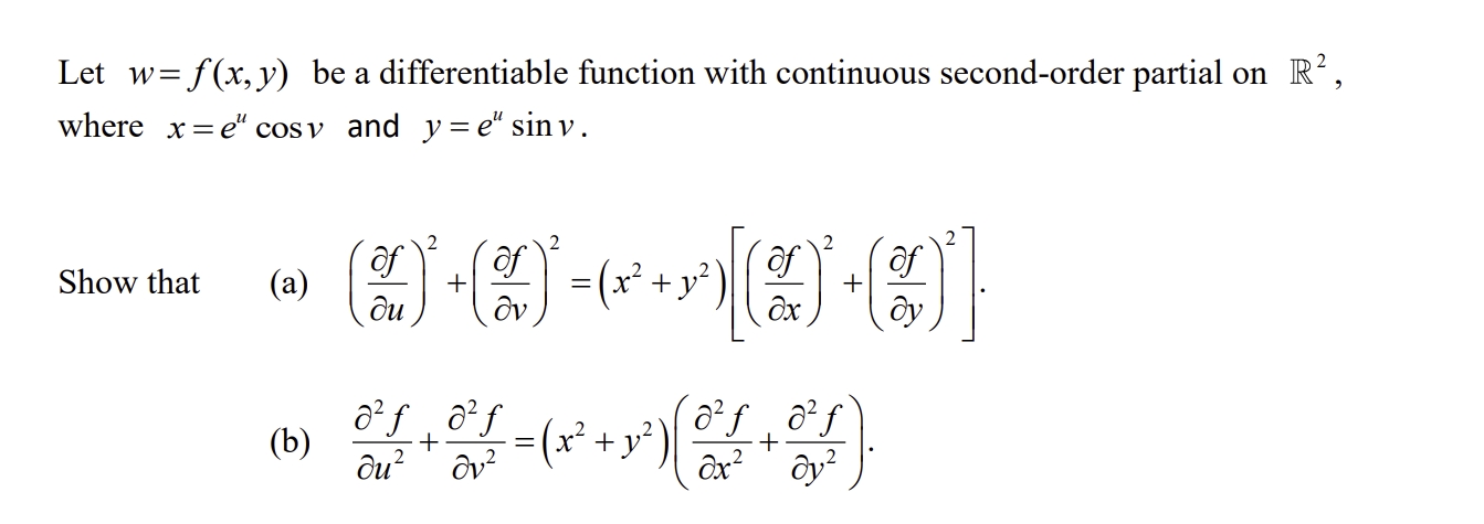 Solved Let w=f(x,y) ﻿be a differentiable function with | Chegg.com