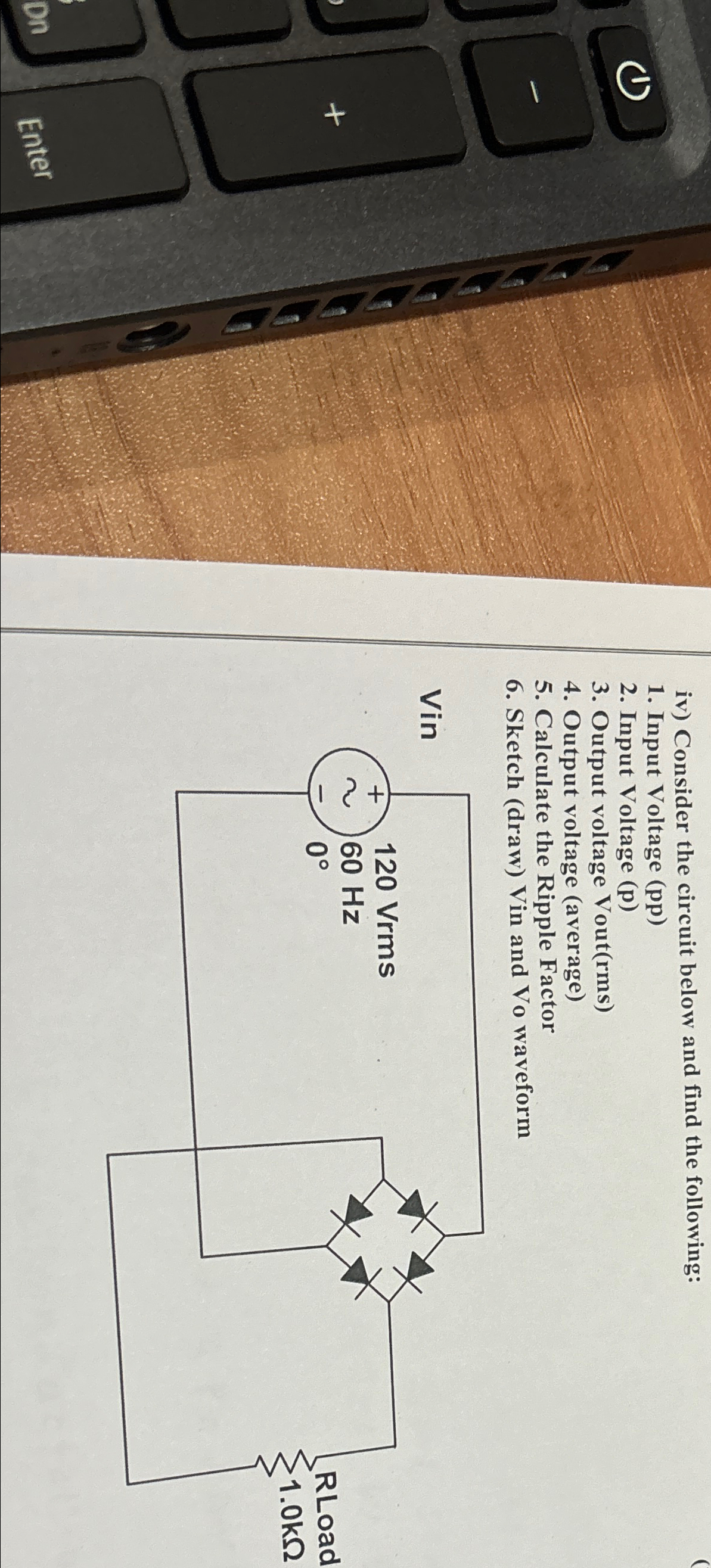 iv) ﻿Consider the circuit below and find the | Chegg.com