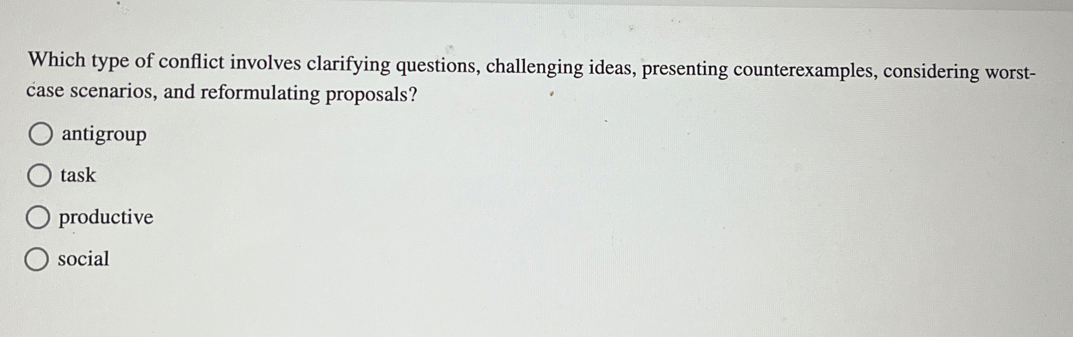 Solved Which type of conflict involves clarifying questions, | Chegg.com