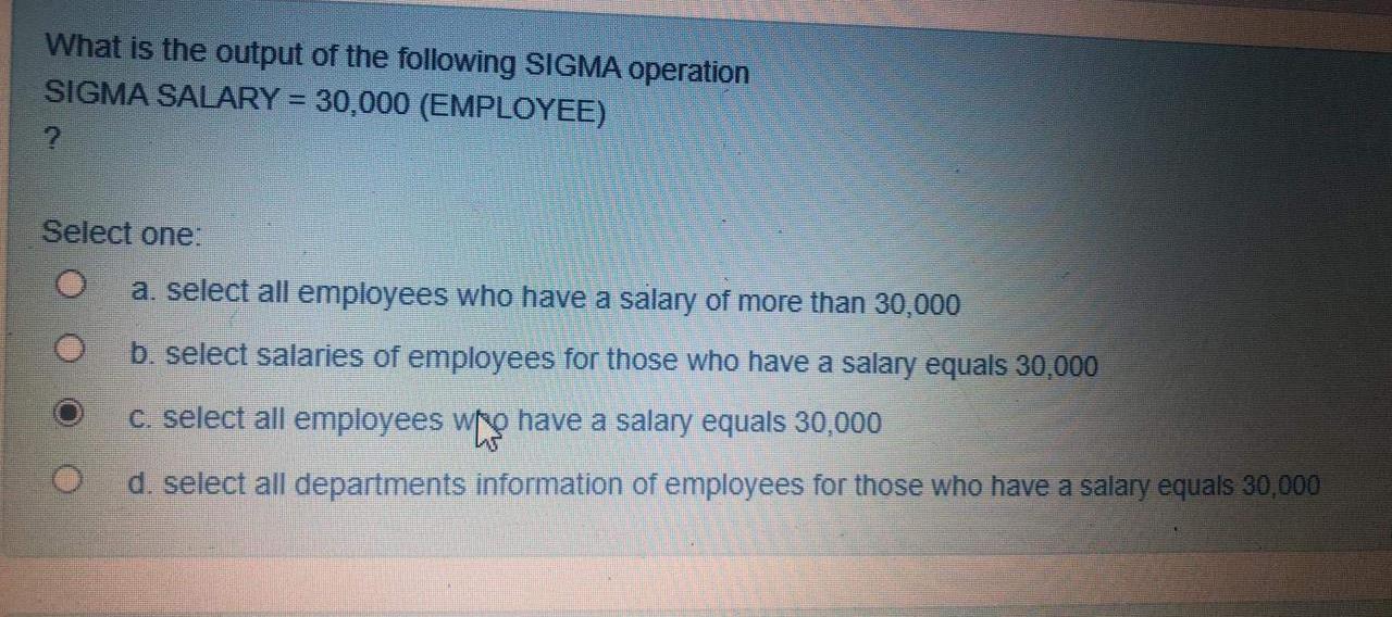 Solved What is the output of the following SIGMA operation | Chegg.com