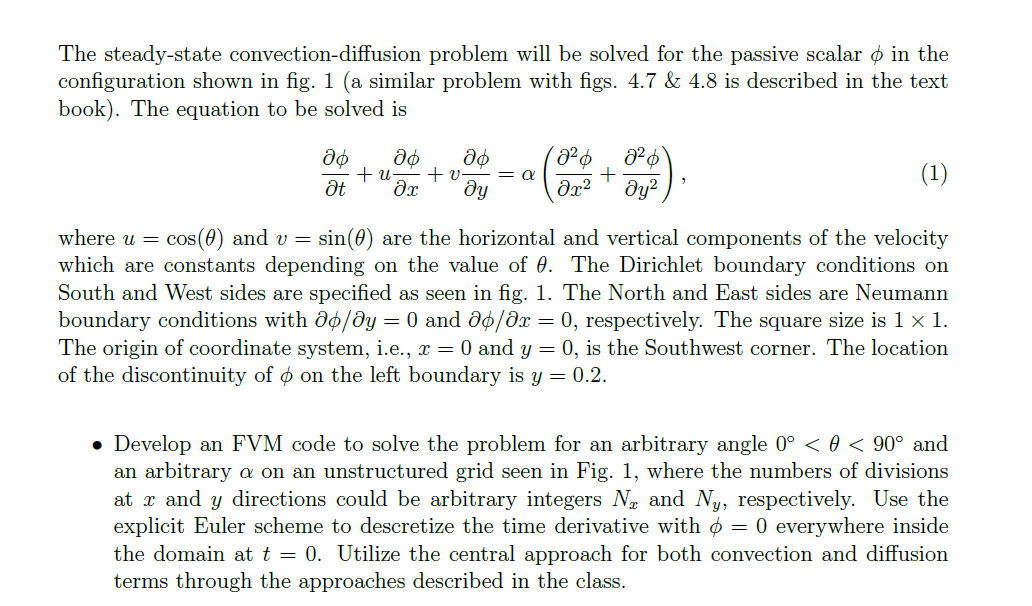 Solved The steady-state convection-diffusion problem will be | Chegg.com