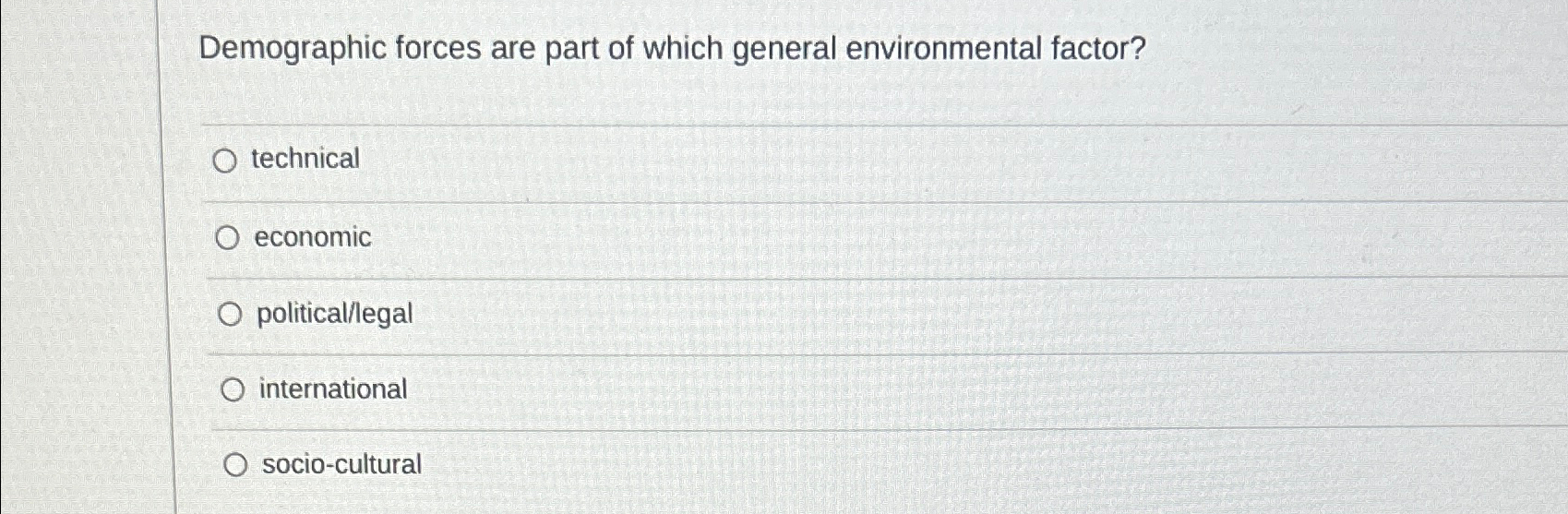 Solved Demographic forces are part of which general | Chegg.com