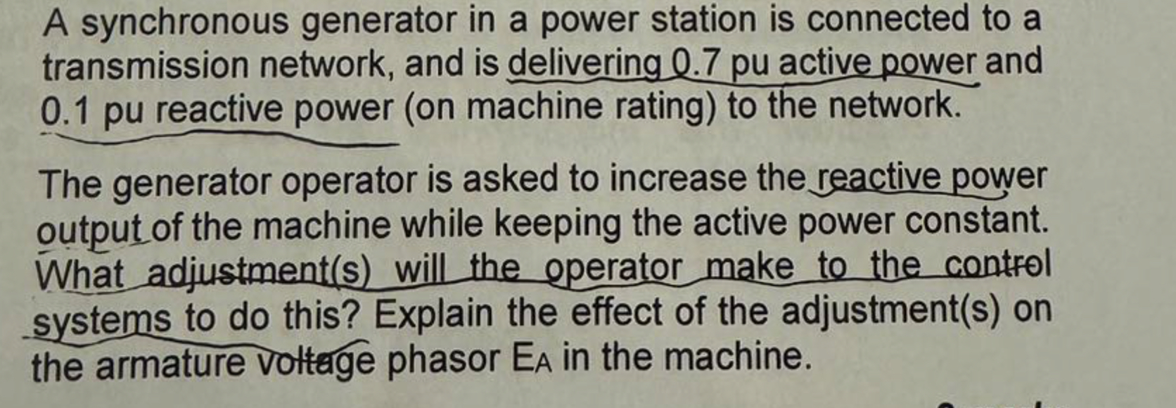 Solved A synchronous generator in a power station is | Chegg.com