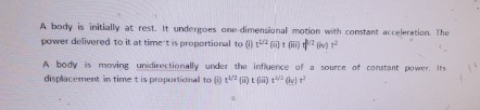 Solved A body is initially at rest. It undergoes | Chegg.com
