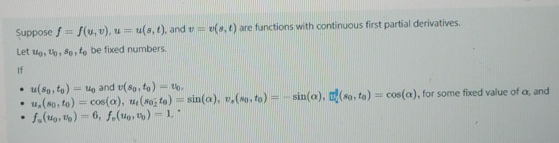 Solved Suppose f = f(u, v), u = u(s, t), and v=v(s, t) are | Chegg.com