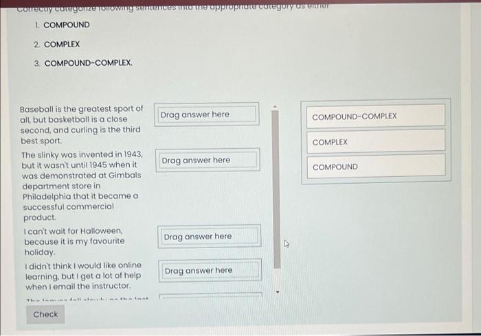 Conectly conegonzolowing sentences to the appropriate | Chegg.com