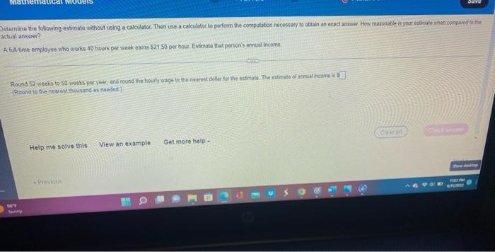 Solved Save Determine the following estimate without using a | Chegg.com