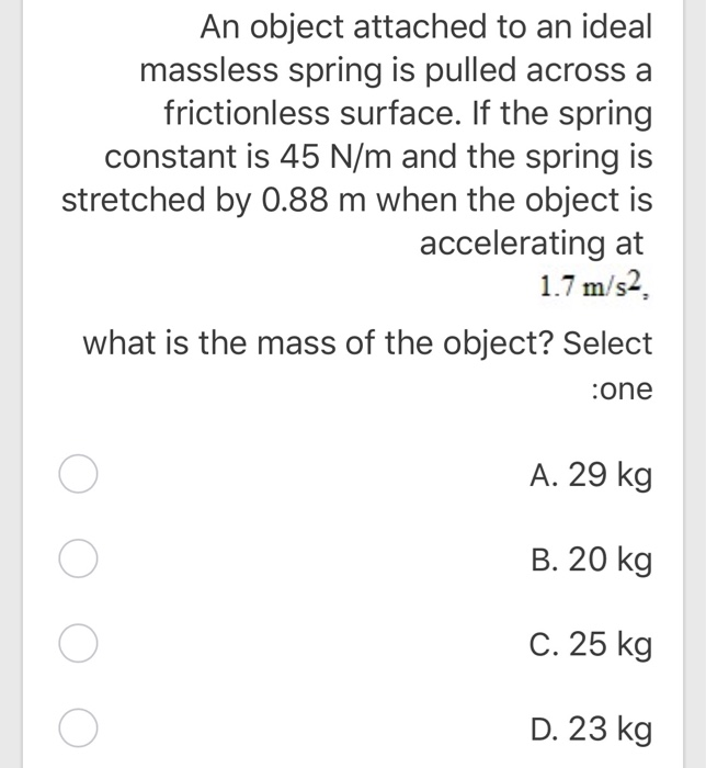 Solved An object attached to an ideal massless spring is | Chegg.com