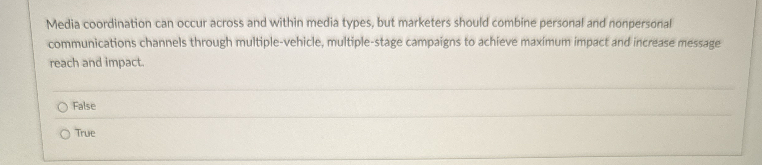 Solved Media coordination can occur across and within media | Chegg.com