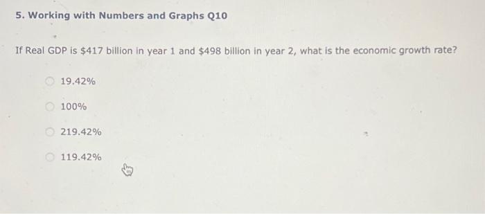 Solved 5. Working with Numbers and Graphs Q10 If Real GDP is | Chegg.com
