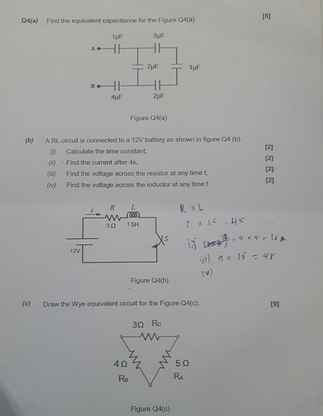 Solved Q4(a) Find the equivalent capacitance for the Figure | Chegg.com