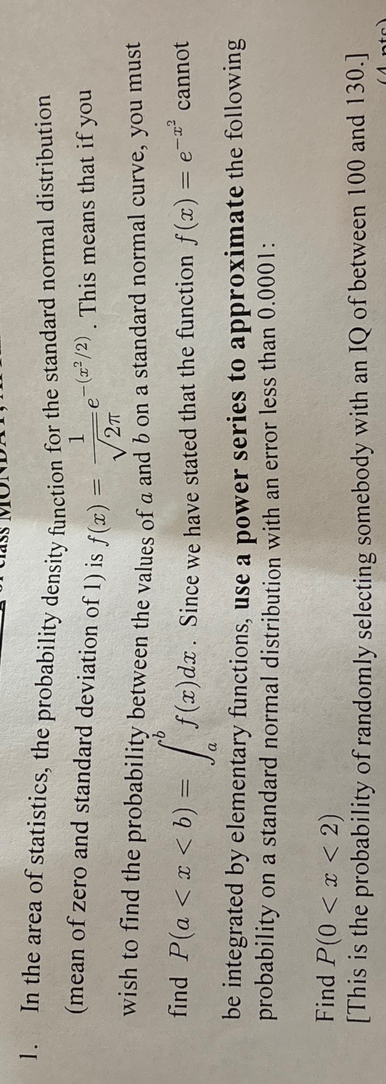 Solved In the area of statistics, the probability density | Chegg.com