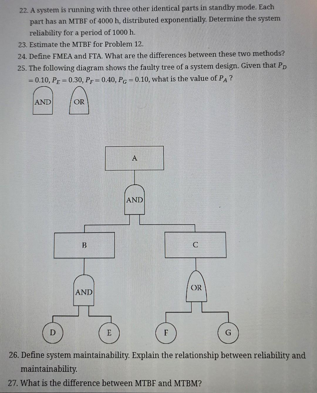 Solved 22. A system is running with three other identical | Chegg.com