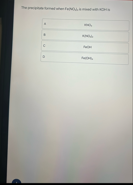 Solved The precipitate formed when Fe(NO3)3 ﻿is mixed with | Chegg.com