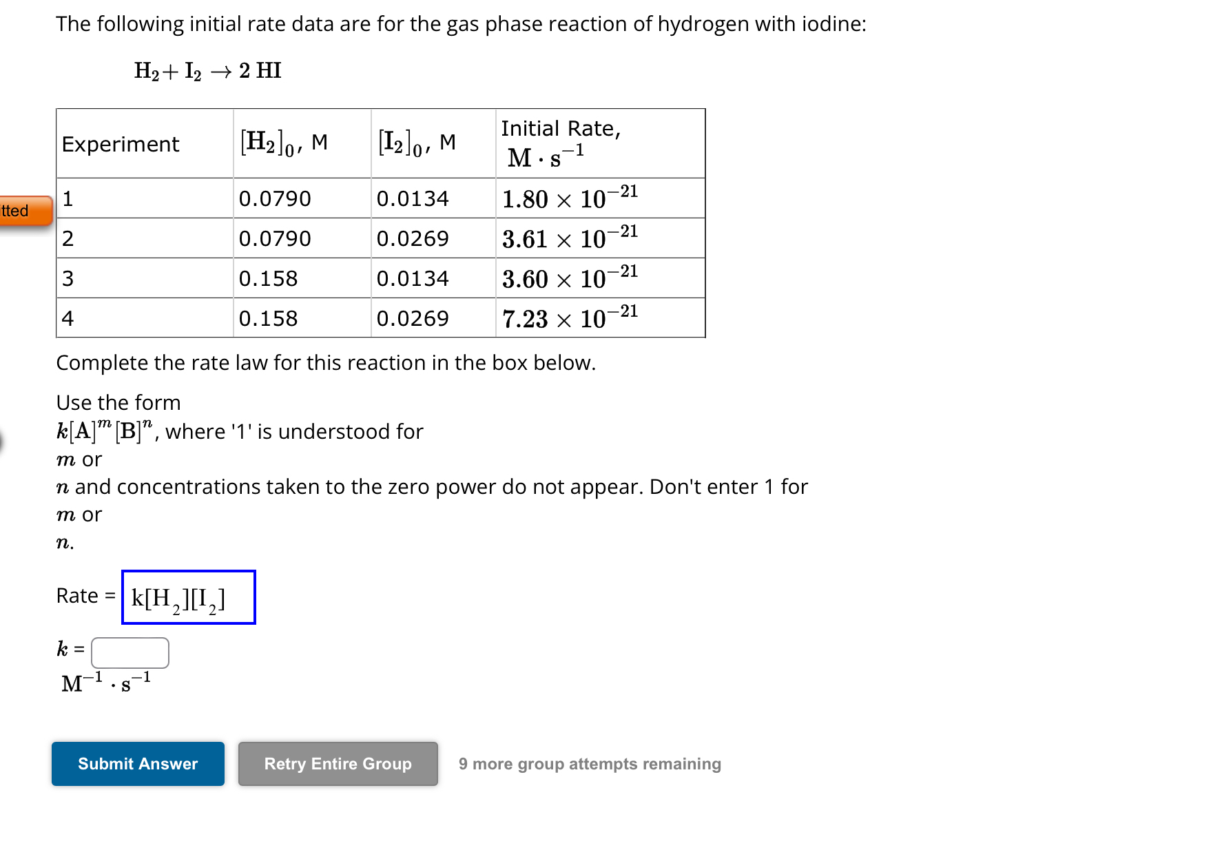 Solved The following initial rate data are for the gas phase | Chegg.com