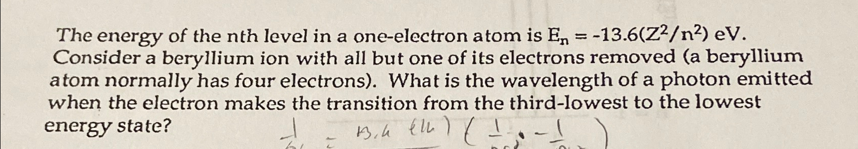 Solved The energy of the nth level in a one-electron atom is | Chegg.com