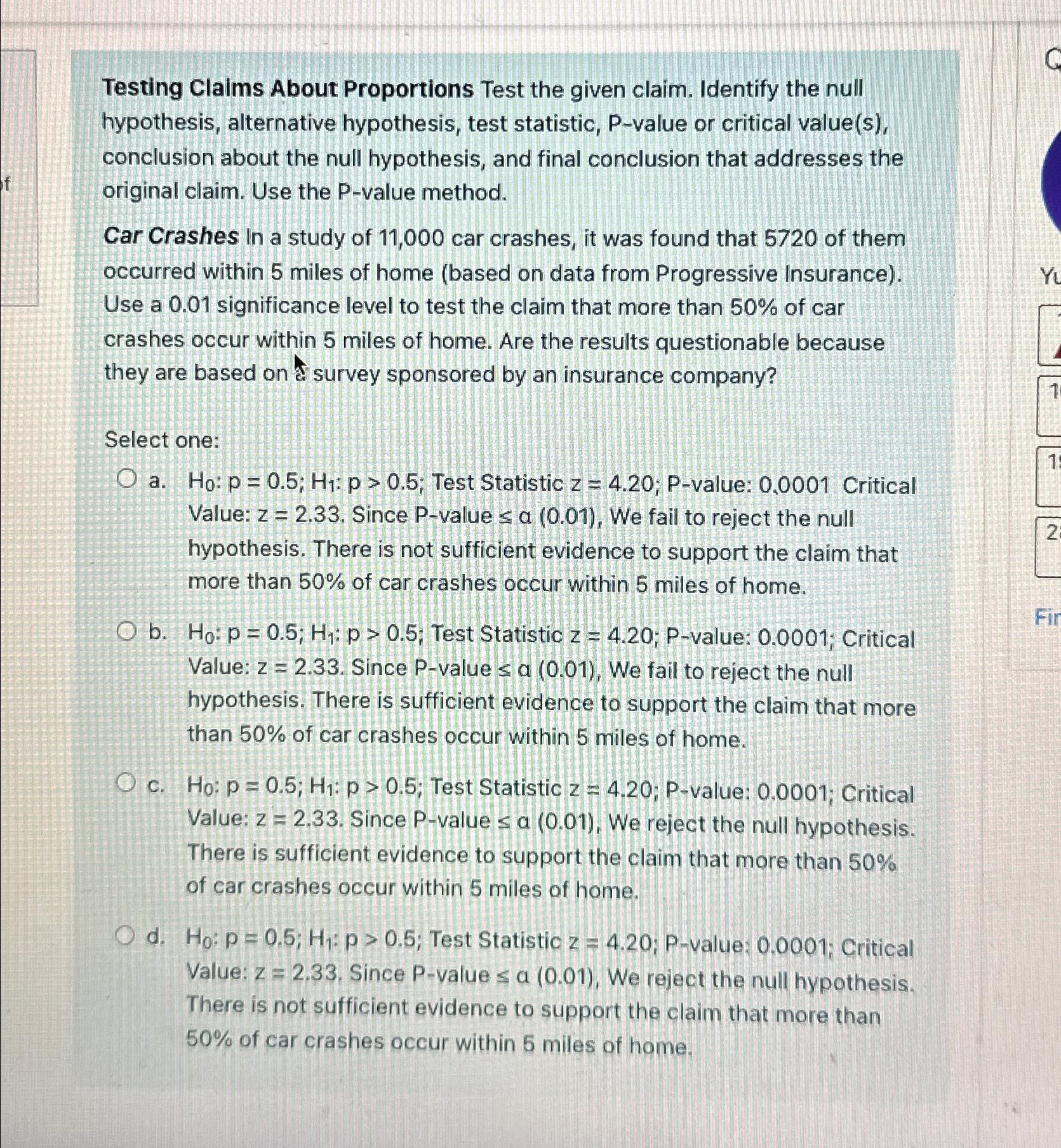 Solved Testing Claims About Proportions Test the given | Chegg.com