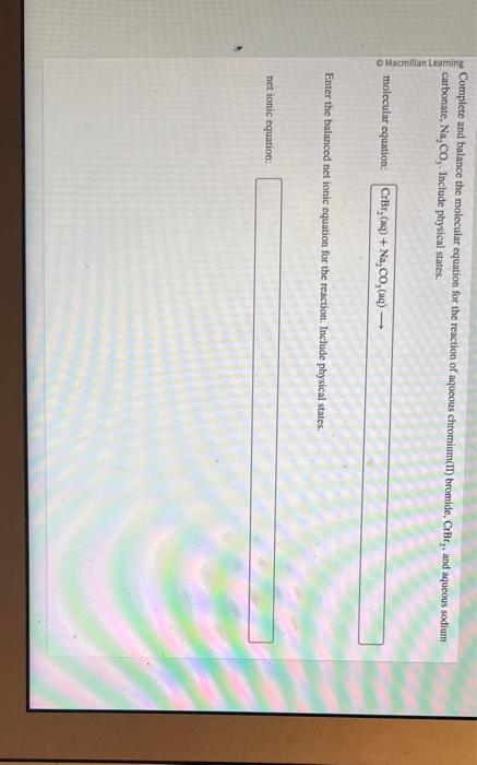 Solved 4. Complete and balance the molecular equation for | Chegg.com