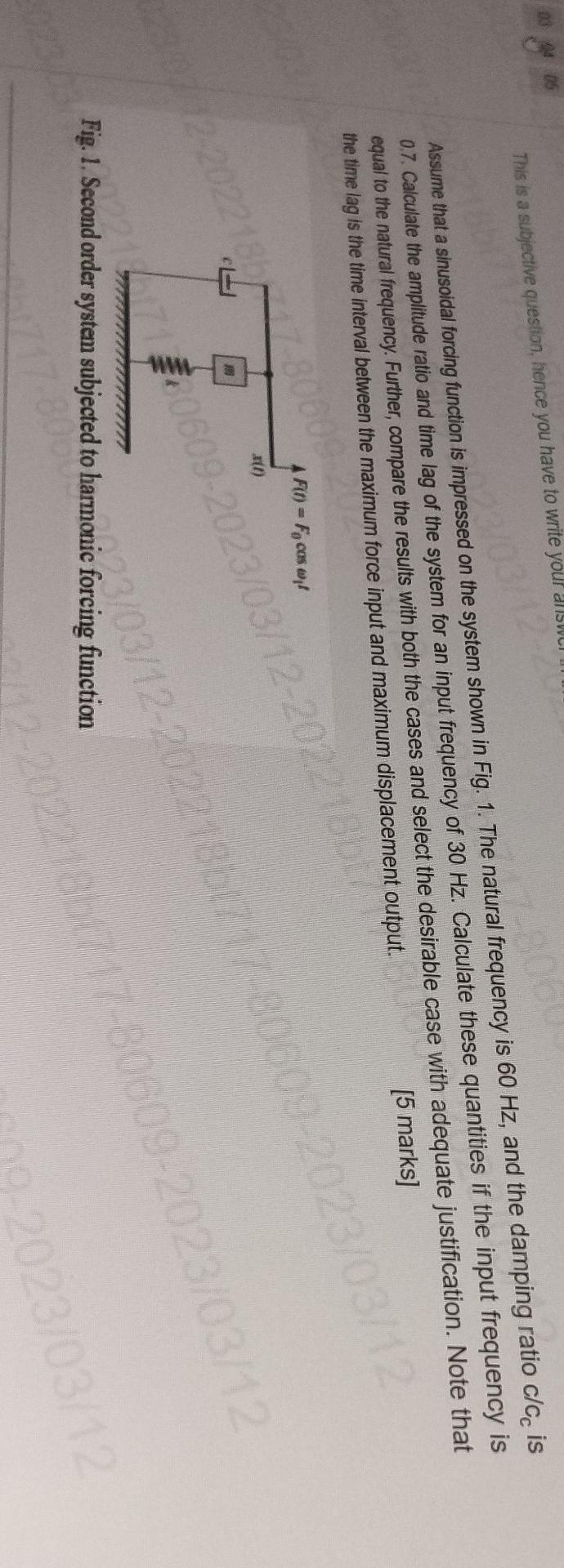 Solved Assume that a sinusoidal forcing function is | Chegg.com