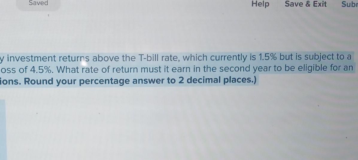 Solved Saved Help Save & Exit Subr y investment returns | Chegg.com