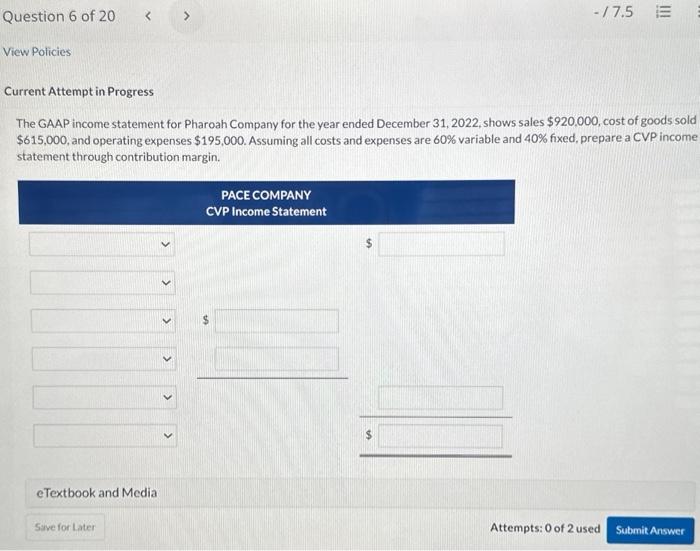 Solved The GAAP income statement for Pharoah Company for the | Chegg.com