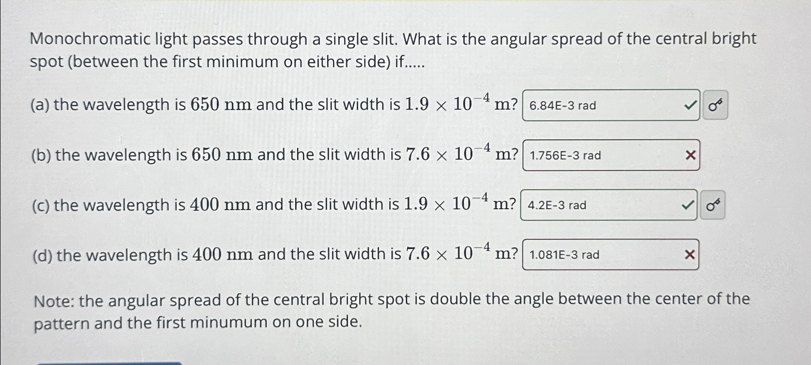 Solved Monochromatic light passes through a single slit. | Chegg.com