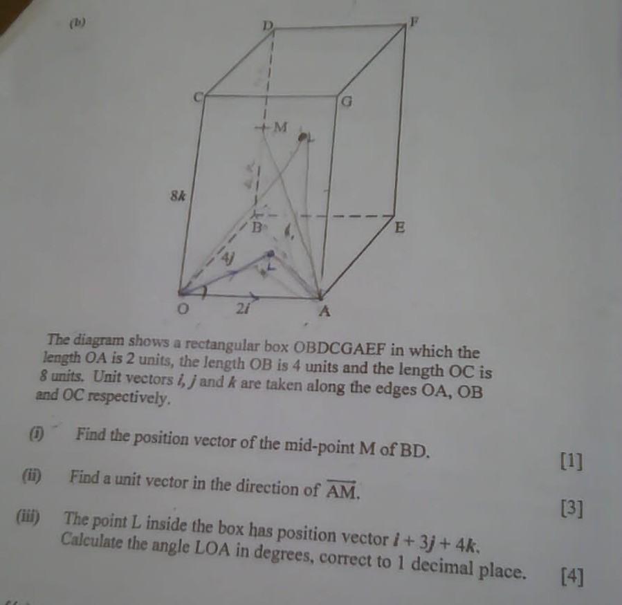 Solved The diagram shows a rectangular box OBDCGAEF in which | Chegg.com