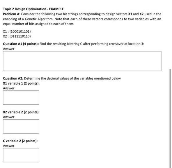 Solved Topic 2 Design Optimization - EXAMPLE Problem A: | Chegg.com