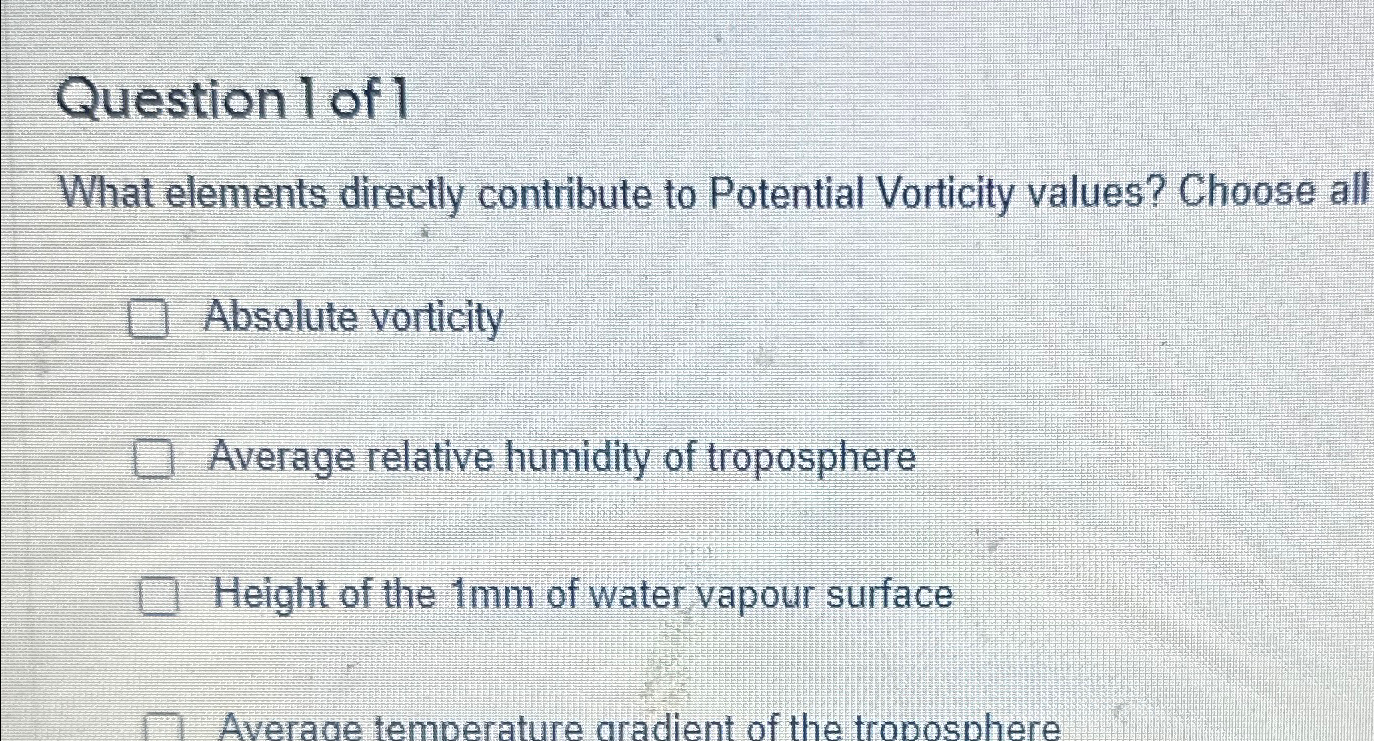 Solved Question I of 1What elements directly contribute to | Chegg.com