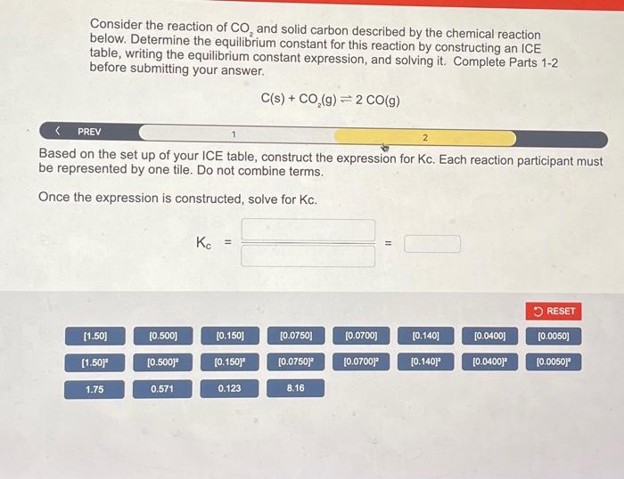 Solved Consider the reaction of CO2 and solid carbon | Chegg.com