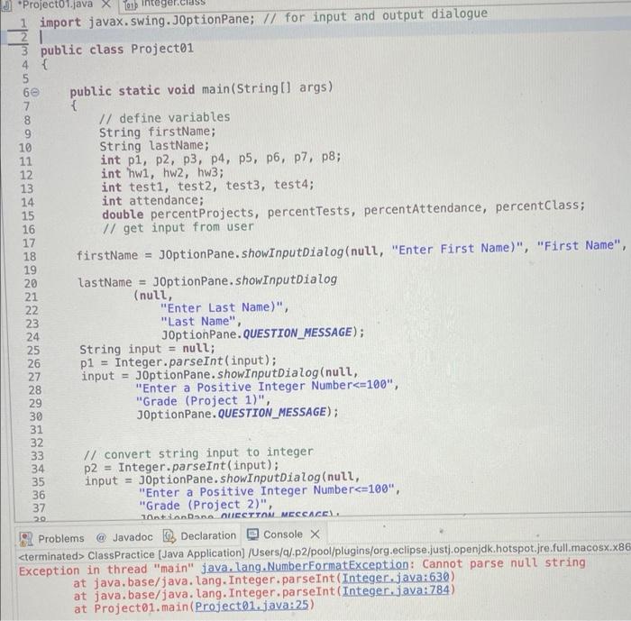 Solved Project01.java X Taib integer.cl 1 import | Chegg.com