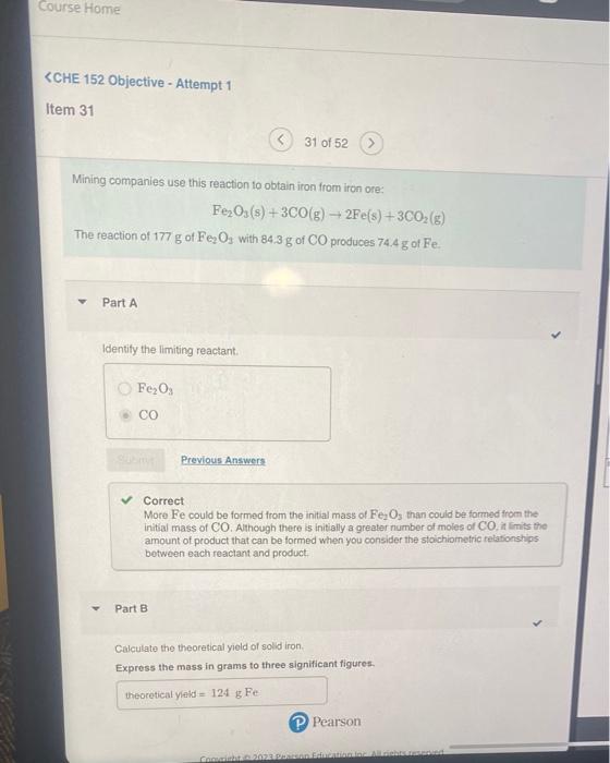 Solved Mining companies use this reaction to obtain iron | Chegg.com