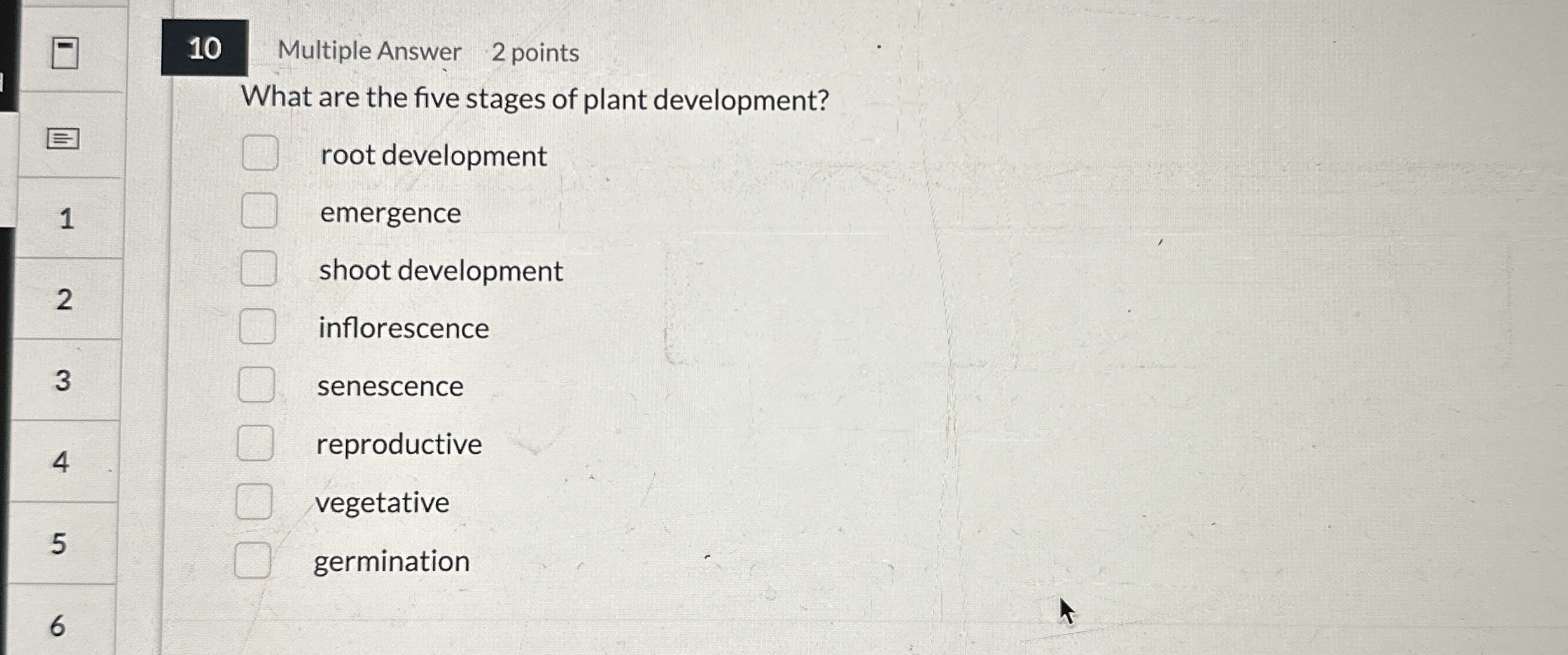 Solved 10Multiple Answer2 ﻿pointsWhat are the five stages of | Chegg.com