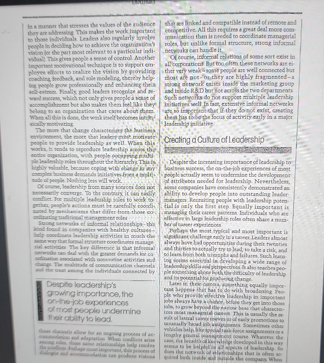 Solved Read the attached paper, "What Leaders Really Do", | Chegg.com