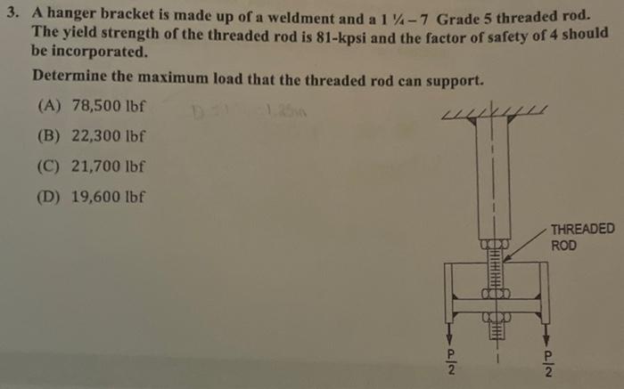 Solved 3. A hanger bracket is made up of a weldment and a | Chegg.com