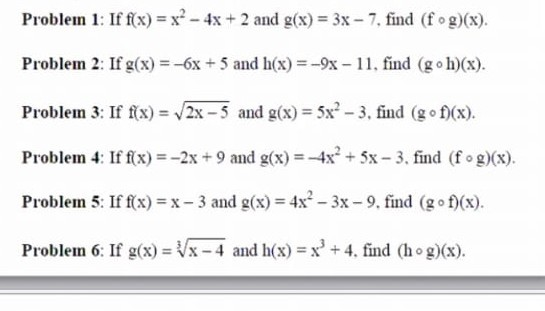 Solved Problem 1: If f(x) = x2 - 4x + 2 and g(x) = 3x - 7, | Chegg.com