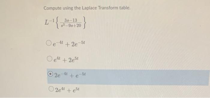 Solved Compute using the Laplace Transform table. | Chegg.com