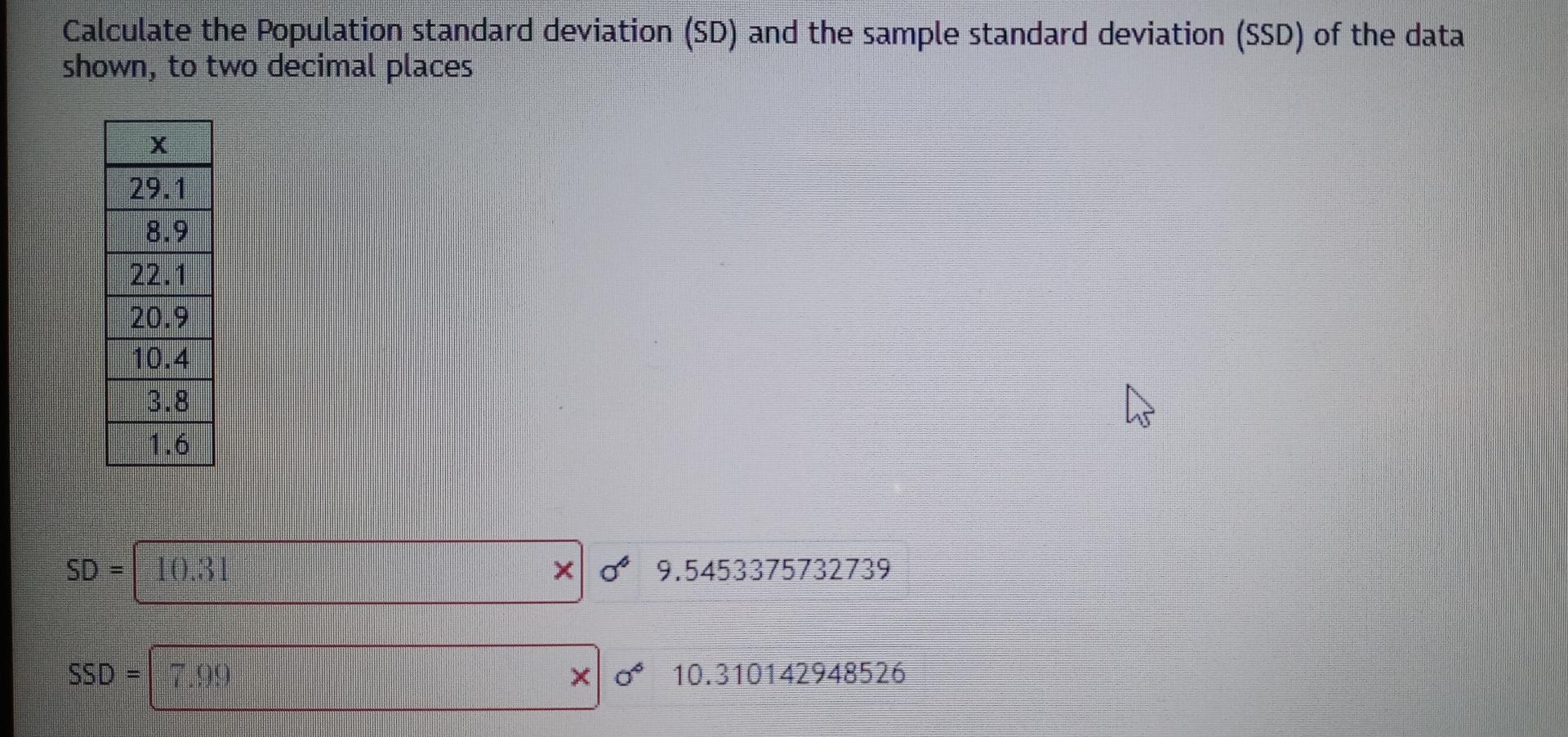 Solved Calculate the Population standard deviation (SD) and | Chegg.com