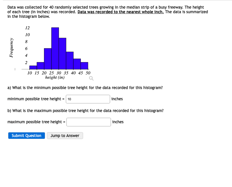 Solved Data was collected for 40 ﻿randomly selected trees | Chegg.com