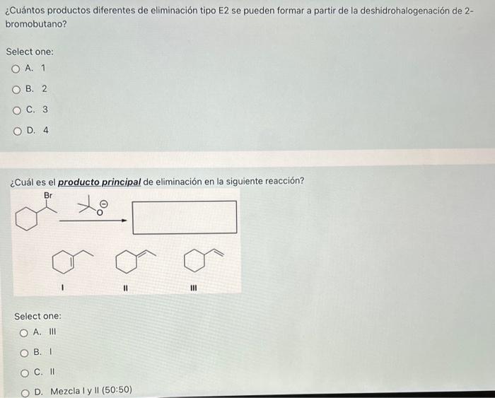 Solved ¿Cuántos productos diferentes de eliminación tipo E2 | Chegg.com