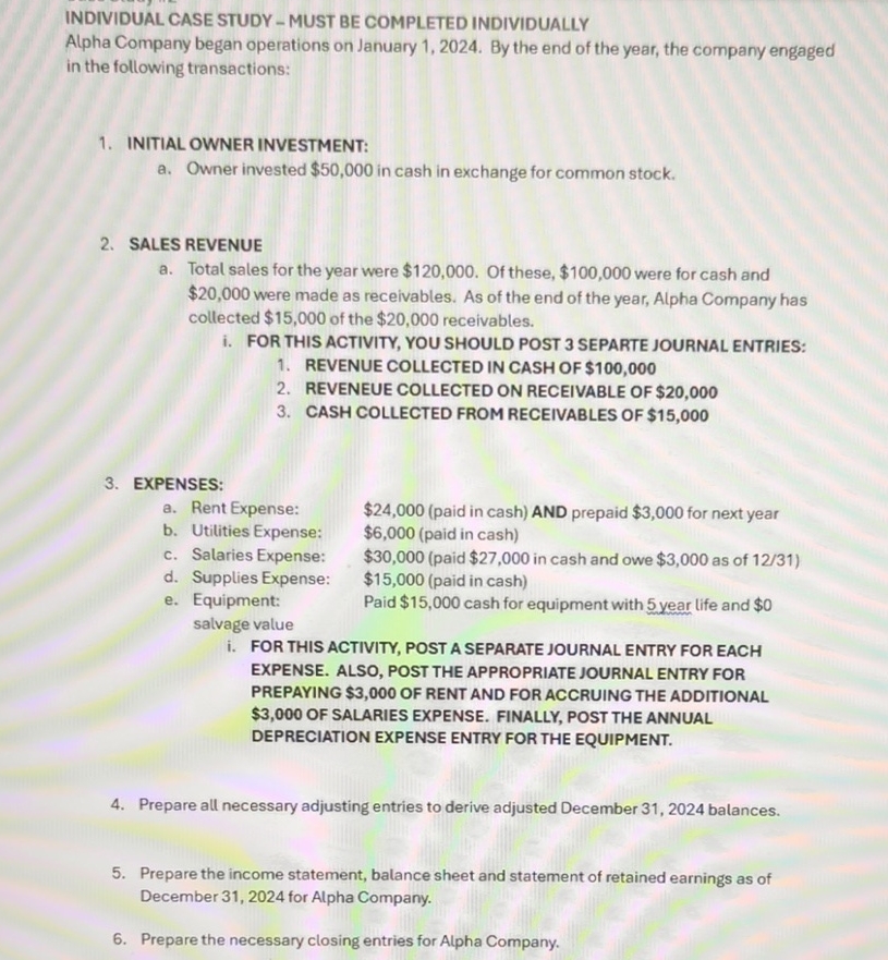 Solved INDIVIDUAL CASE STUDY - ﻿MUST BE COMPLETED | Chegg.com