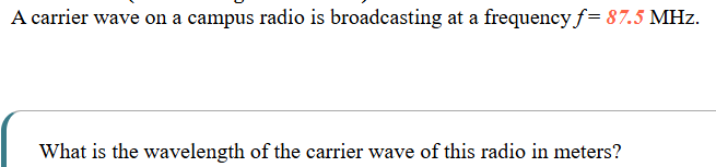 Solved A carrier wave on a campus radio is broadcasting at a | Chegg.com